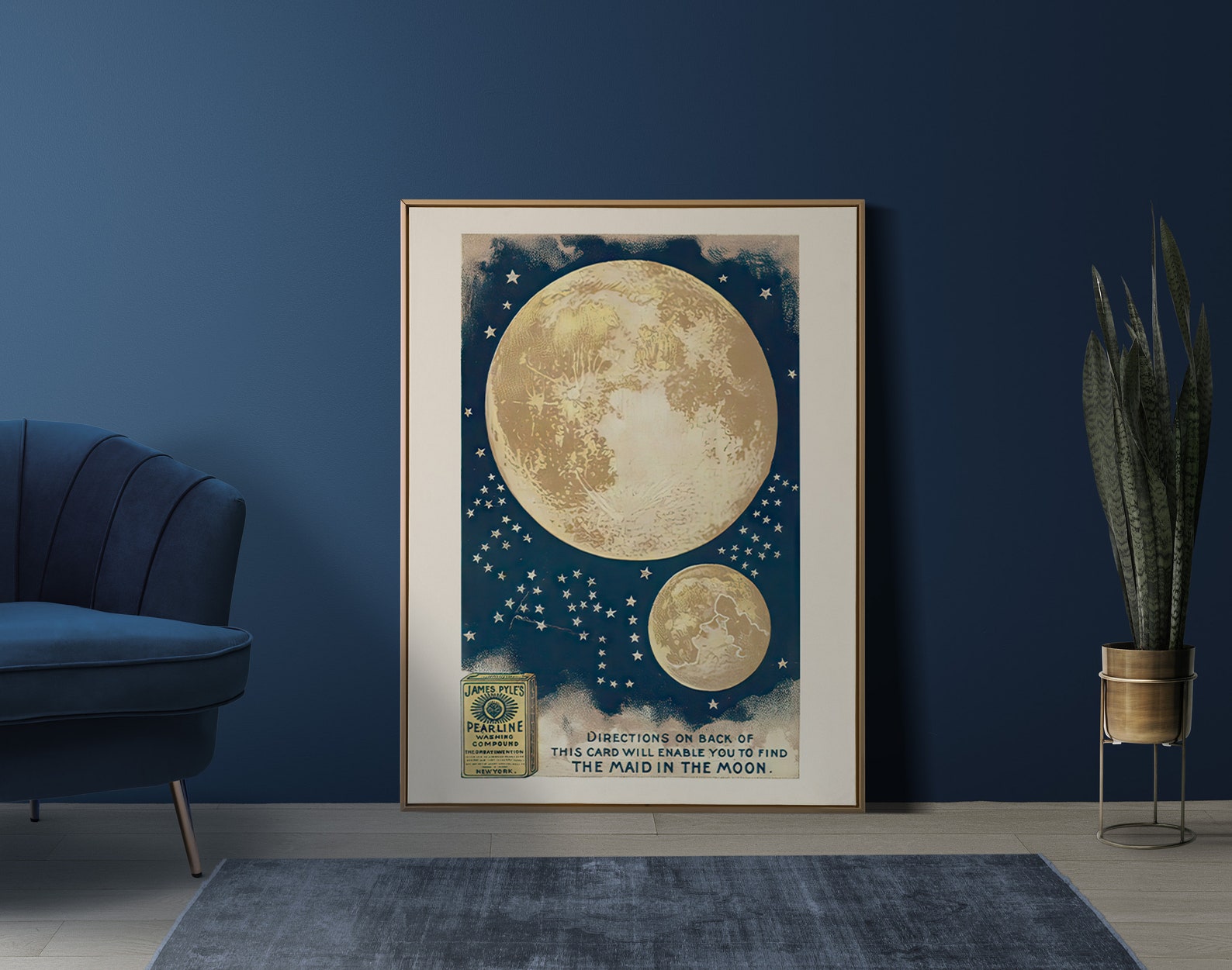 Vintage Moon Poster, Antique Moon Print, Lunar Print, Moon Stars Print ...
