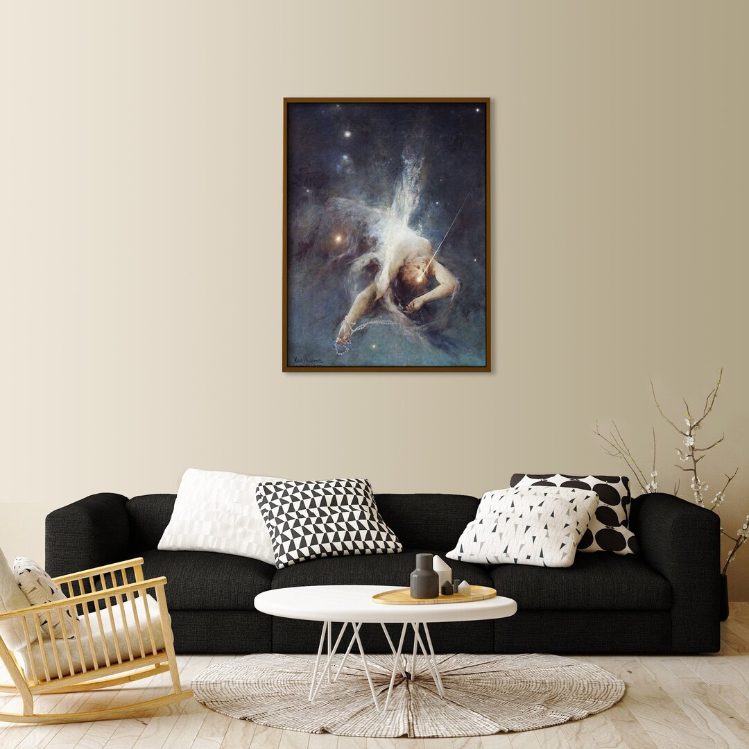 Mythology Print, Dark Angel Print, Falling Star, Dark Moody Night ...
