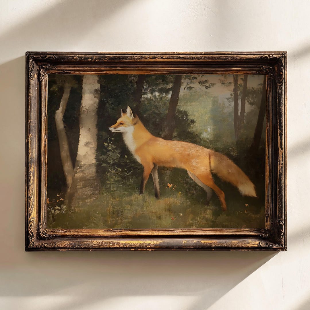 Vintage Fox Hunt Print, Fox Wall Art, Landscape Oil Painting Print ...