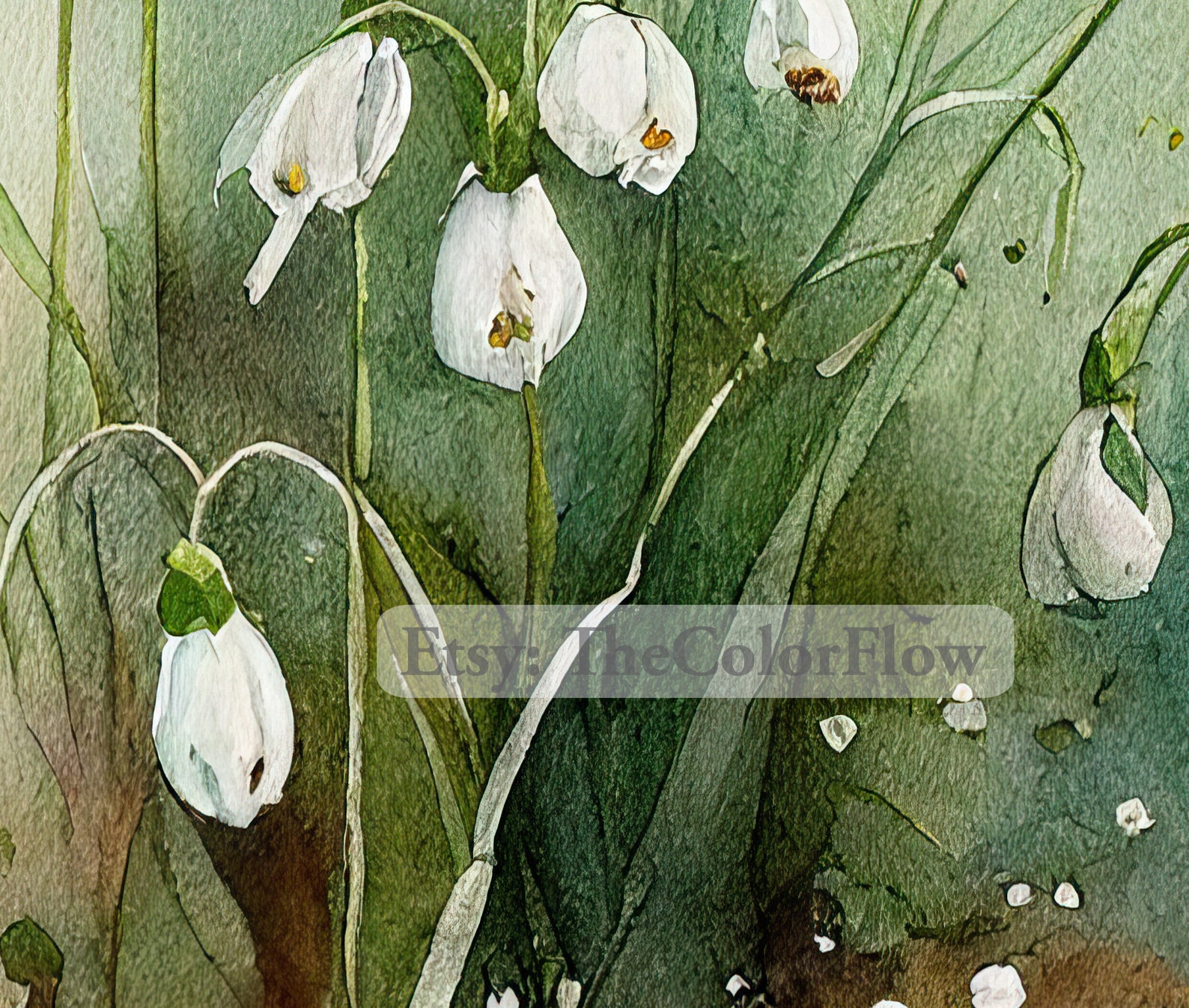 Snowdrops Flower Wall Art, Watercolor Painting, Snowdrop Flower Print ...