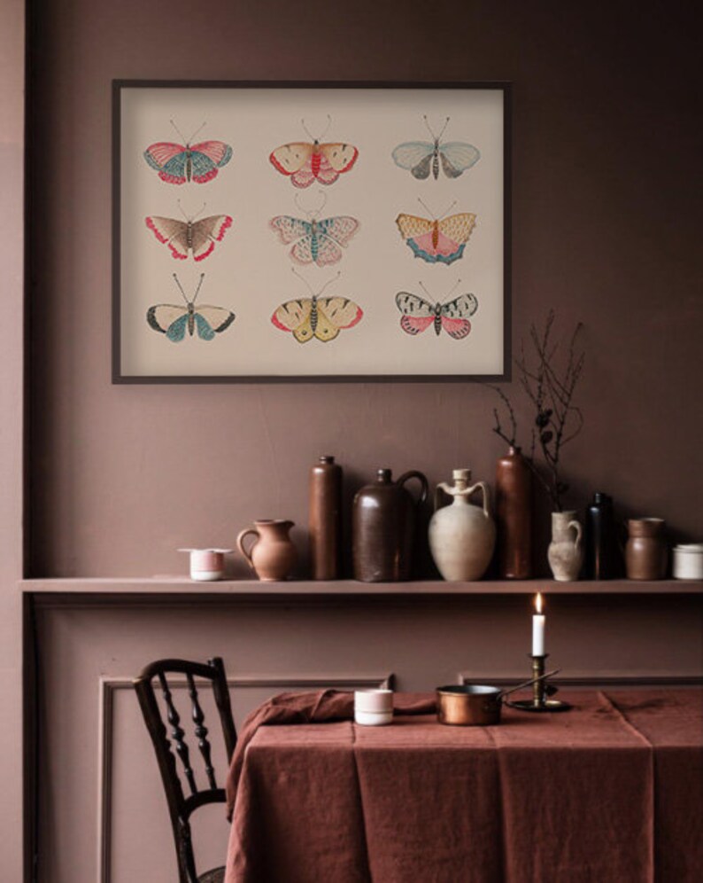 Vintage Butterfly Art Print, Cottagecore Poster, 18x24 Art Print Danish ...