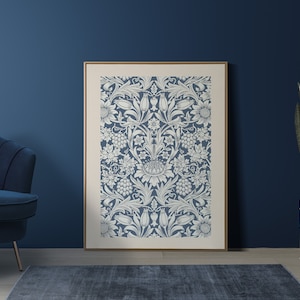 Large William Morris Print, Vintage Flower Print, Blue Gray William ...