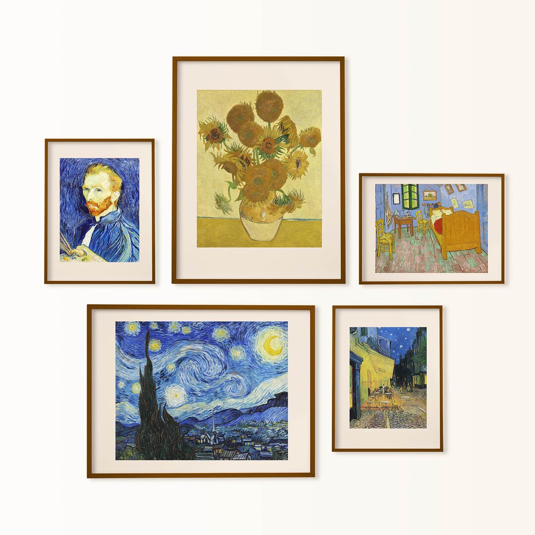 Van Gogh Gallery Wall Set, Van Gogh Painting, Colorful Art Set of 5 ...