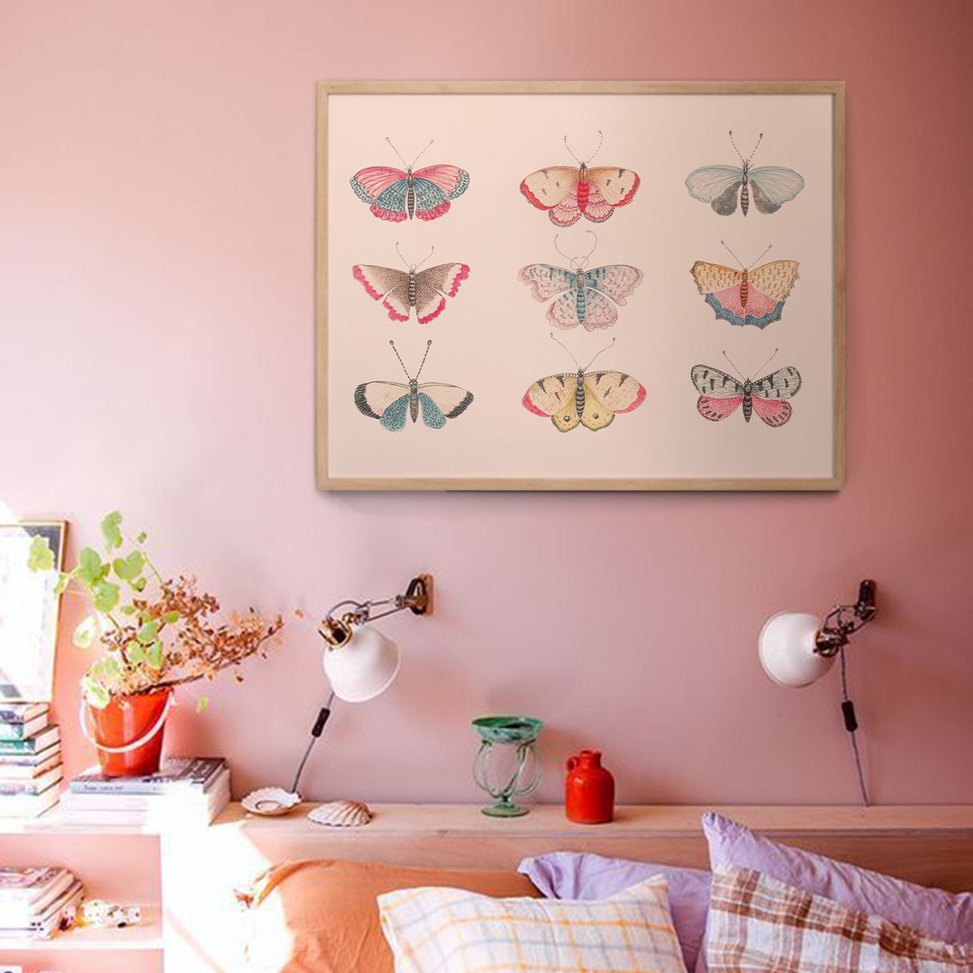 Vintage Butterfly Art Print, Cottagecore Poster, 18x24 Art Print Danish ...