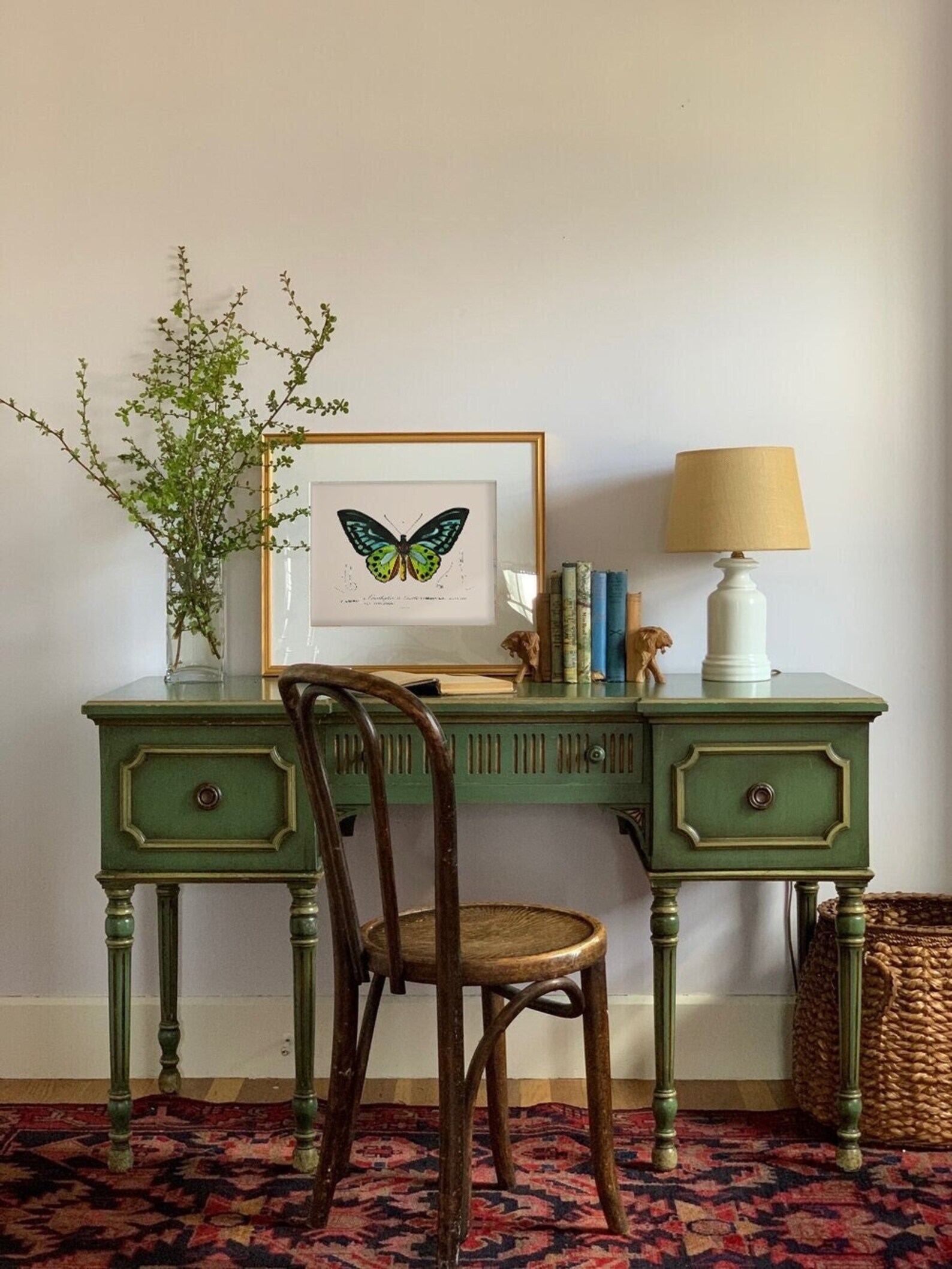 Green Butterfly Art Print, Vintage Butterfly Poster, Cottagecore Print ...