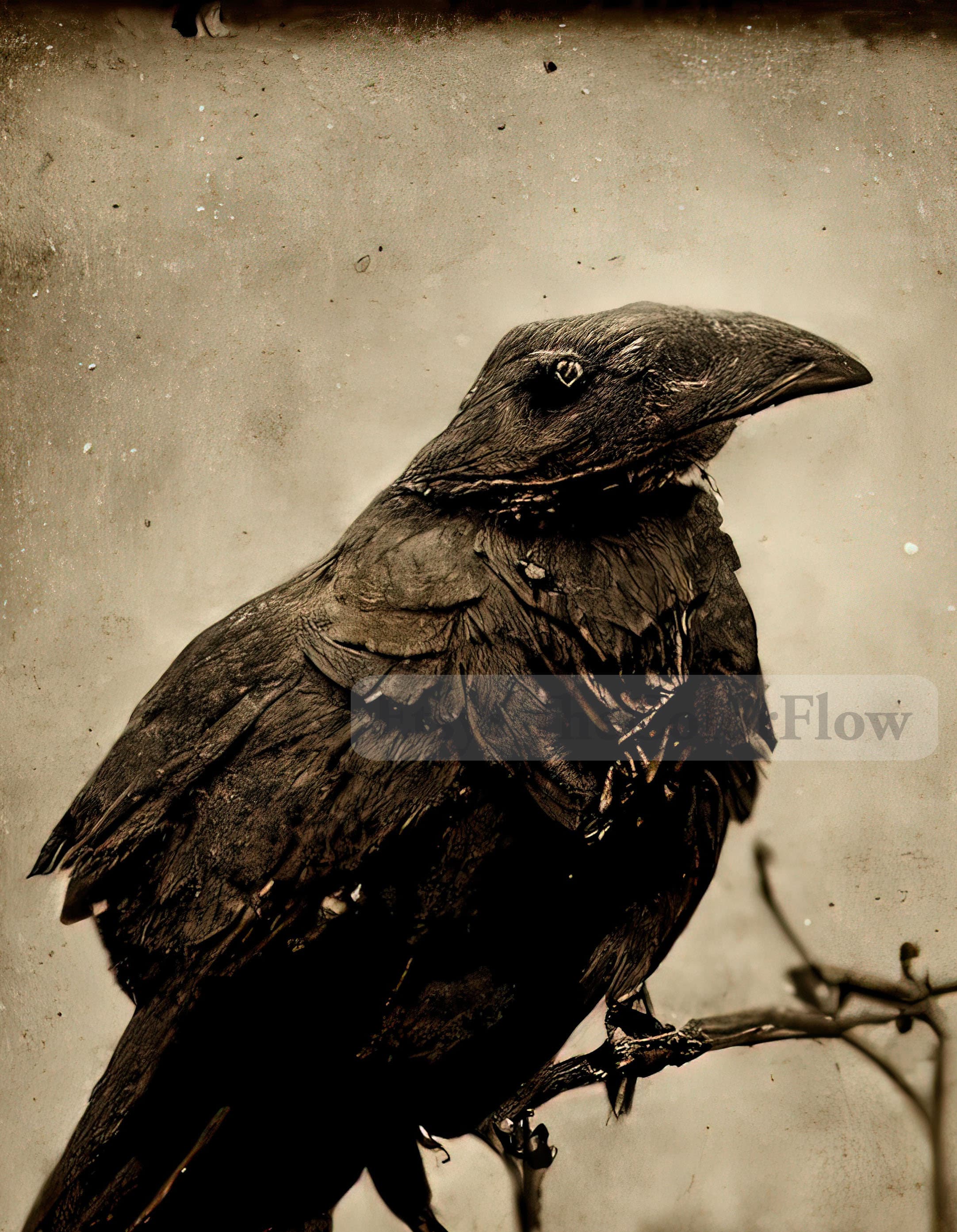 Gothic Raven Print Vintage Victorian Raven Art Halloween - Etsy