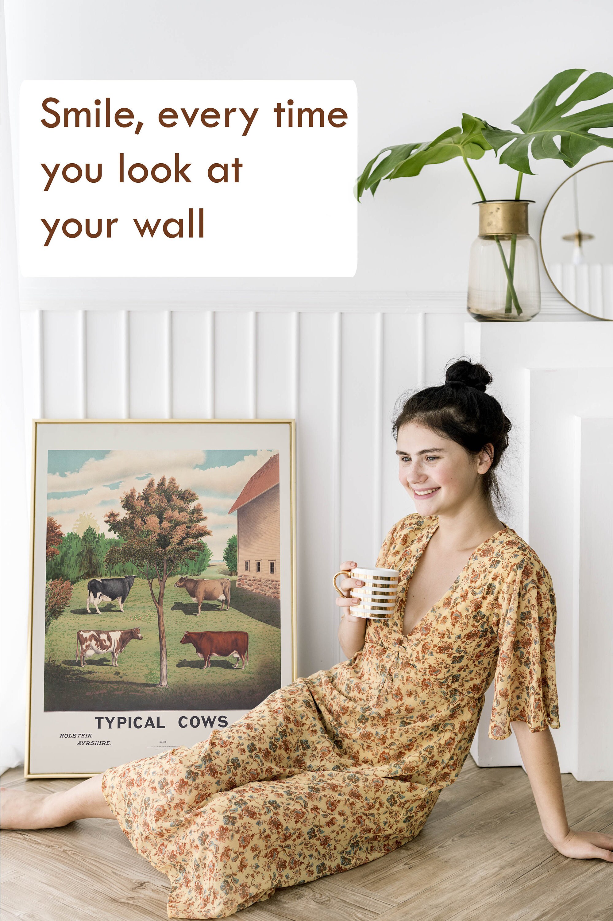 Retro Cow Art Print Farmhouse Wall Art Cottage Core Art | Etsy