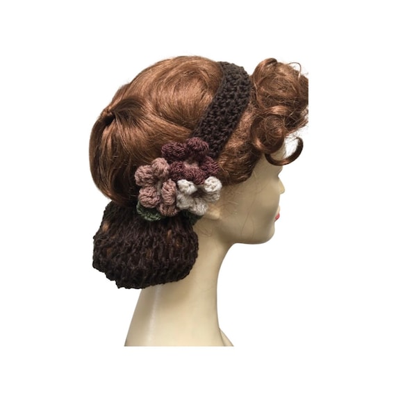 Hair Snood Chocolate Brown Half Snood 1940s Vintage Style - Etsy