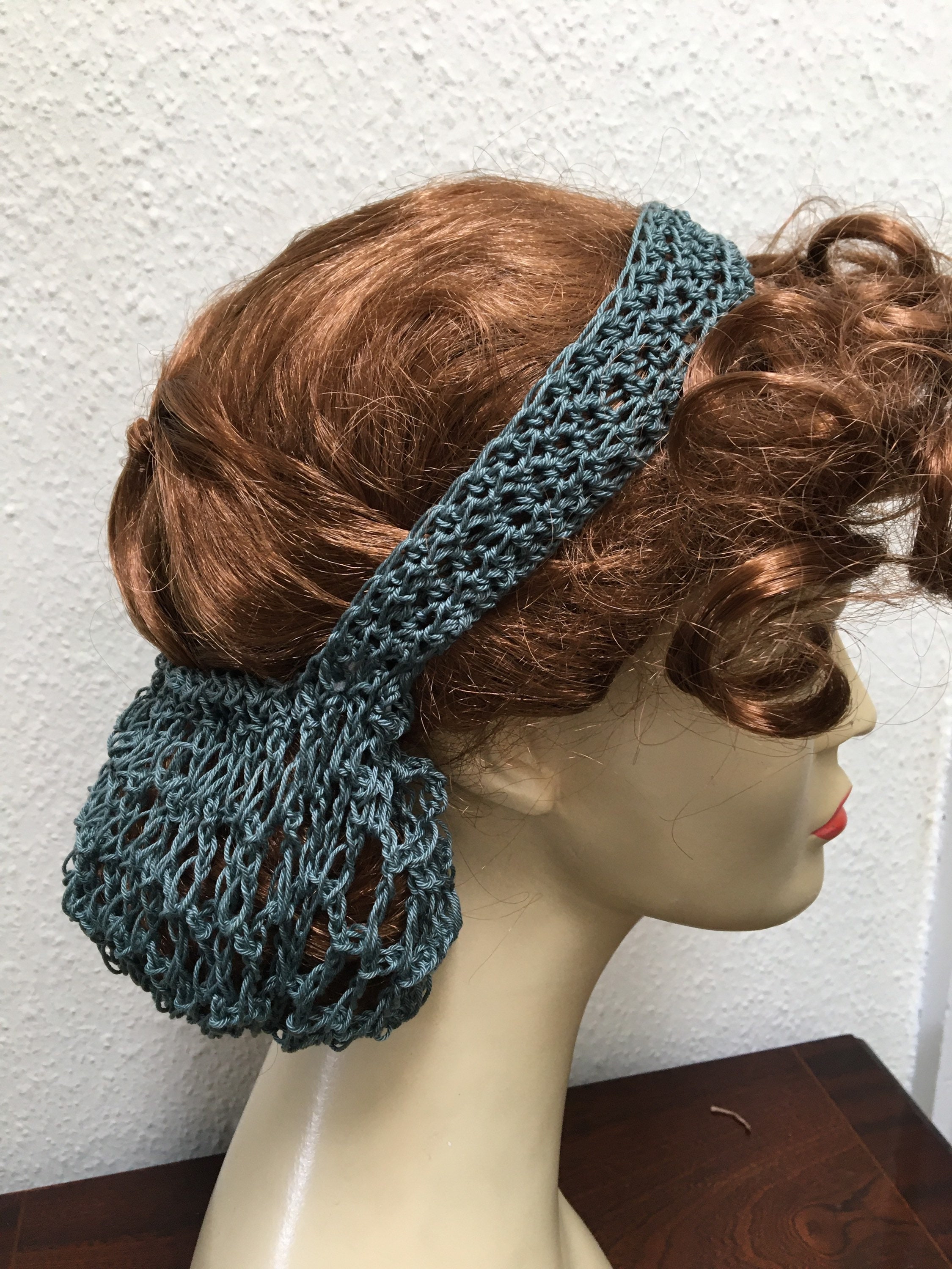 1940s half snoodcotton snoodcrochet snood hairnetvintage | Etsy