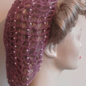 Pearl Snood, Vintage Wedding, Crochet Snood, Victorian Hair Peice,larp ...