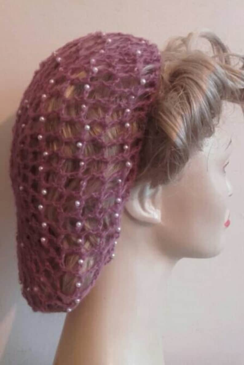 Pearl Snood, Vintage Wedding, Crochet Snood, Victorian Hair Peice,larp ...