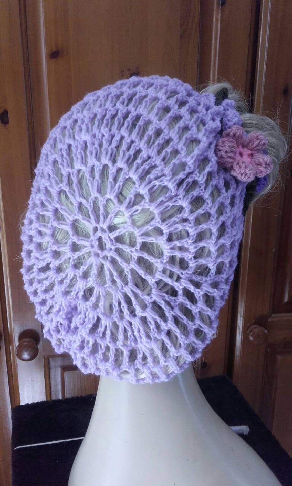 Hair Net, Snood, Vintage Style, Crochet Hat, Lilac Hairnet, Hair ...