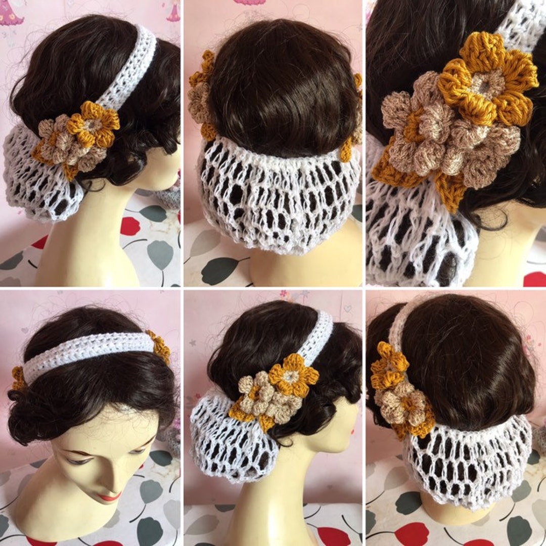 Wedding Hair Snood, 1940s Hair Net, Civil War Snood, Crochet Snood ...