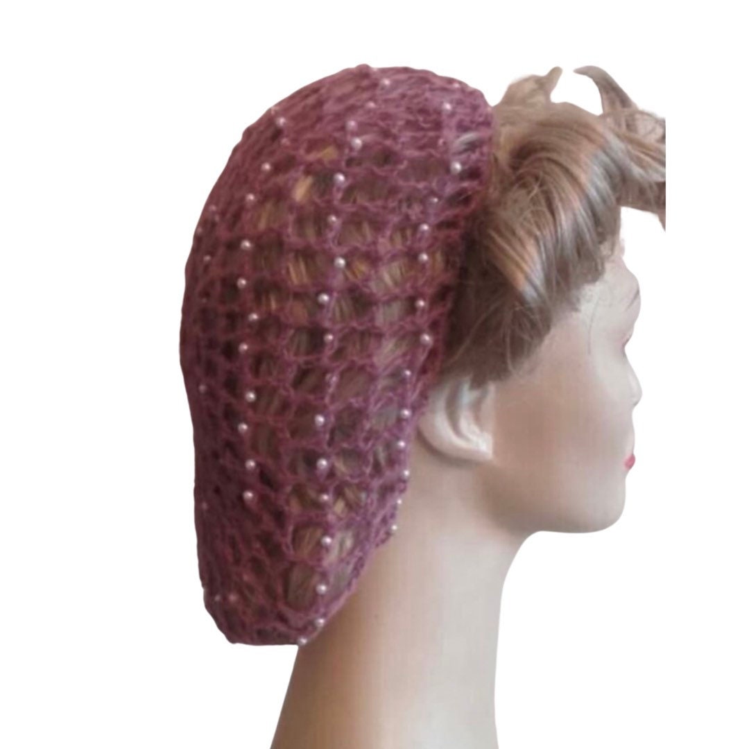 Pearl Snood, Vintage Wedding, Crochet Snood, Victorian Hair Peice,larp ...