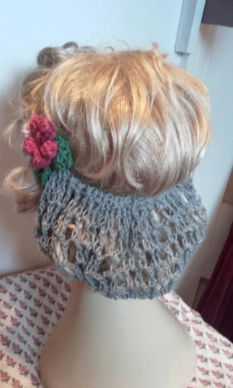 1940s Half Snood, Vintage Style Hair, Handmade Crochet, Hair Flower ...