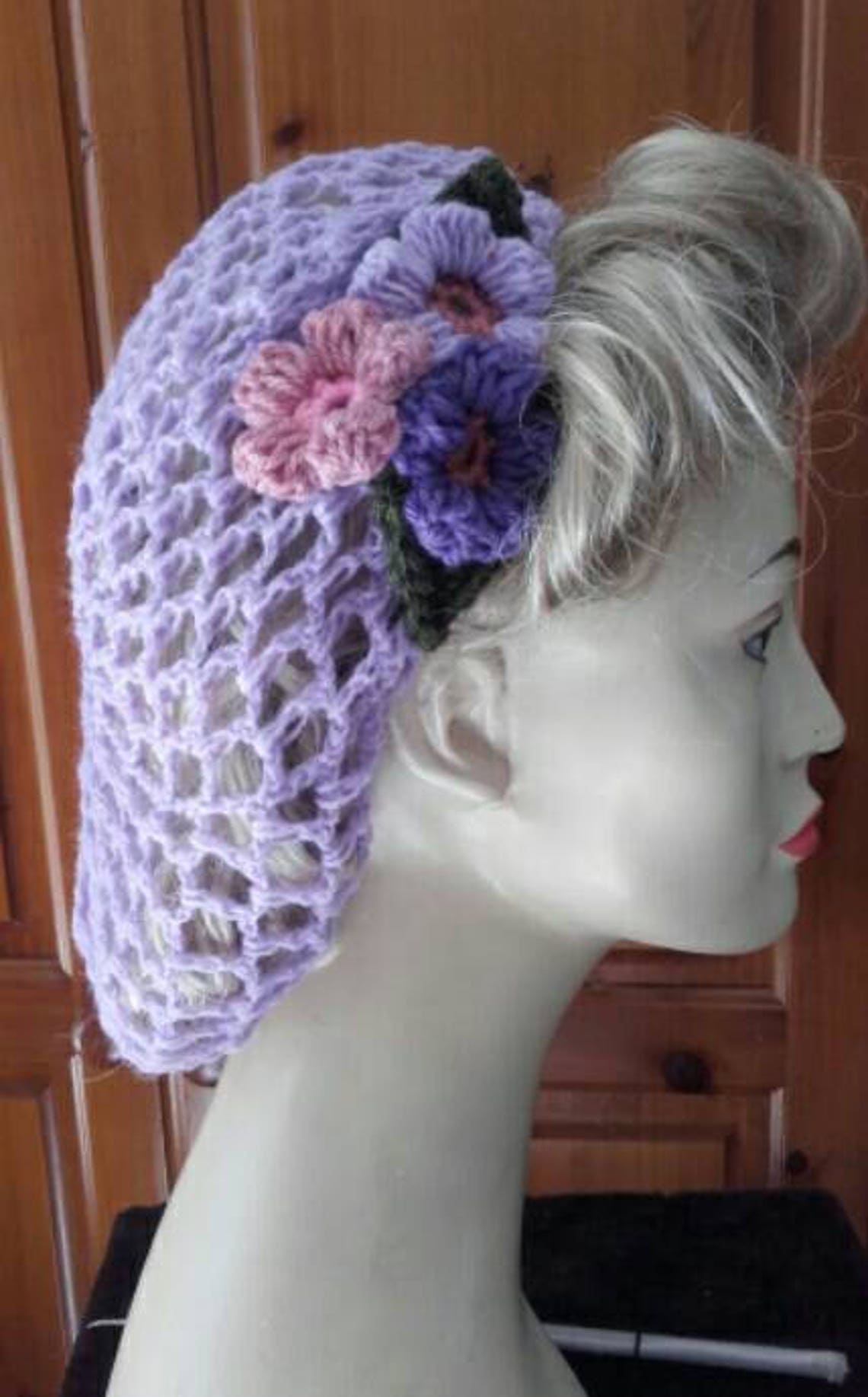 Hair Net, Snood, Vintage Style, Crochet Hat, Lilac Hairnet, Hair ...