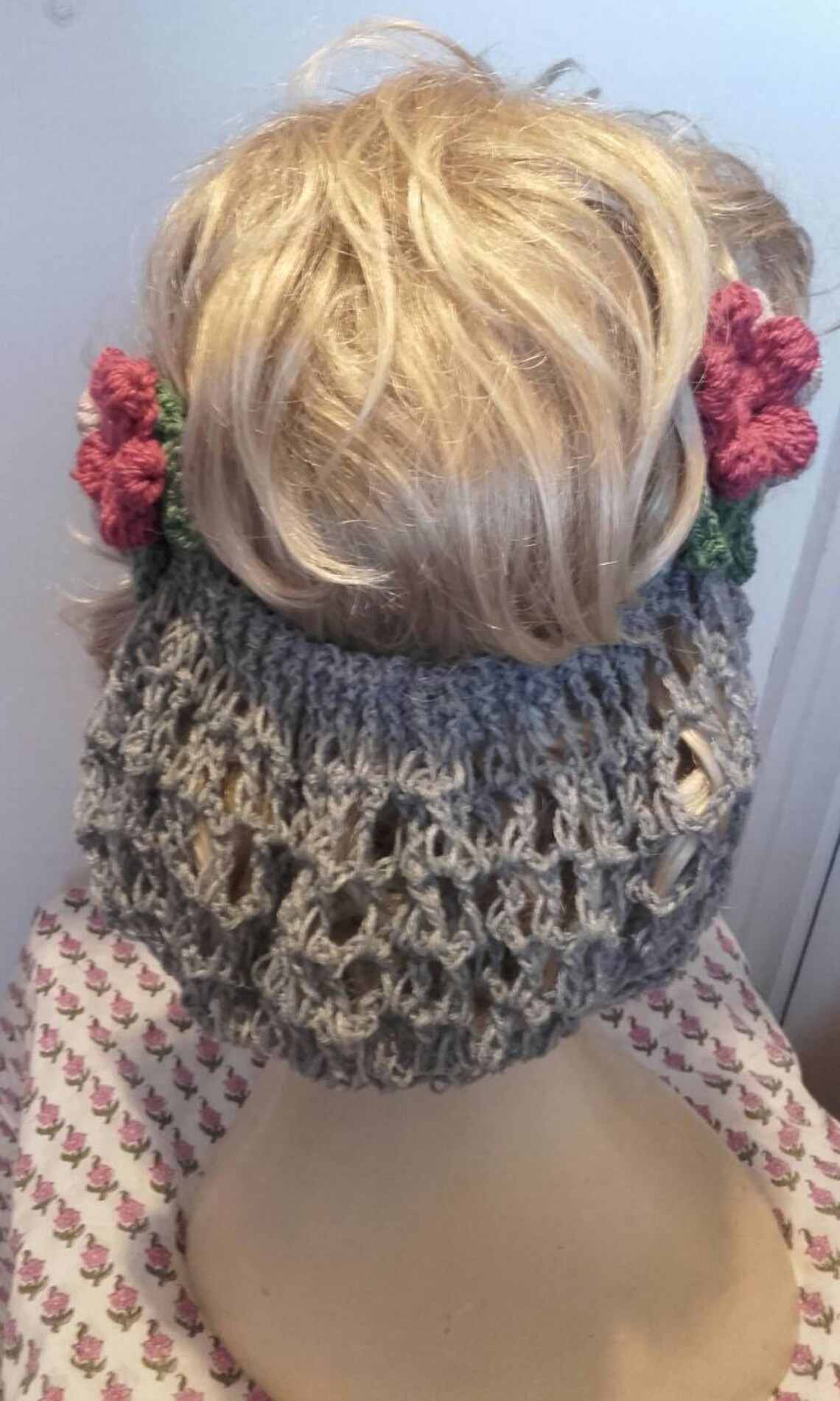 1940s Half Snood, Vintage Style Hair, Handmade Crochet, Hair Flower ...
