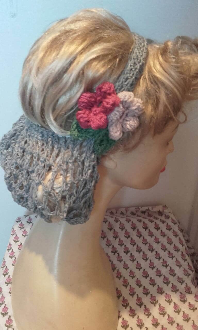 1940s Half Snood, Vintage Style Hair, Handmade Crochet, Hair Flower ...