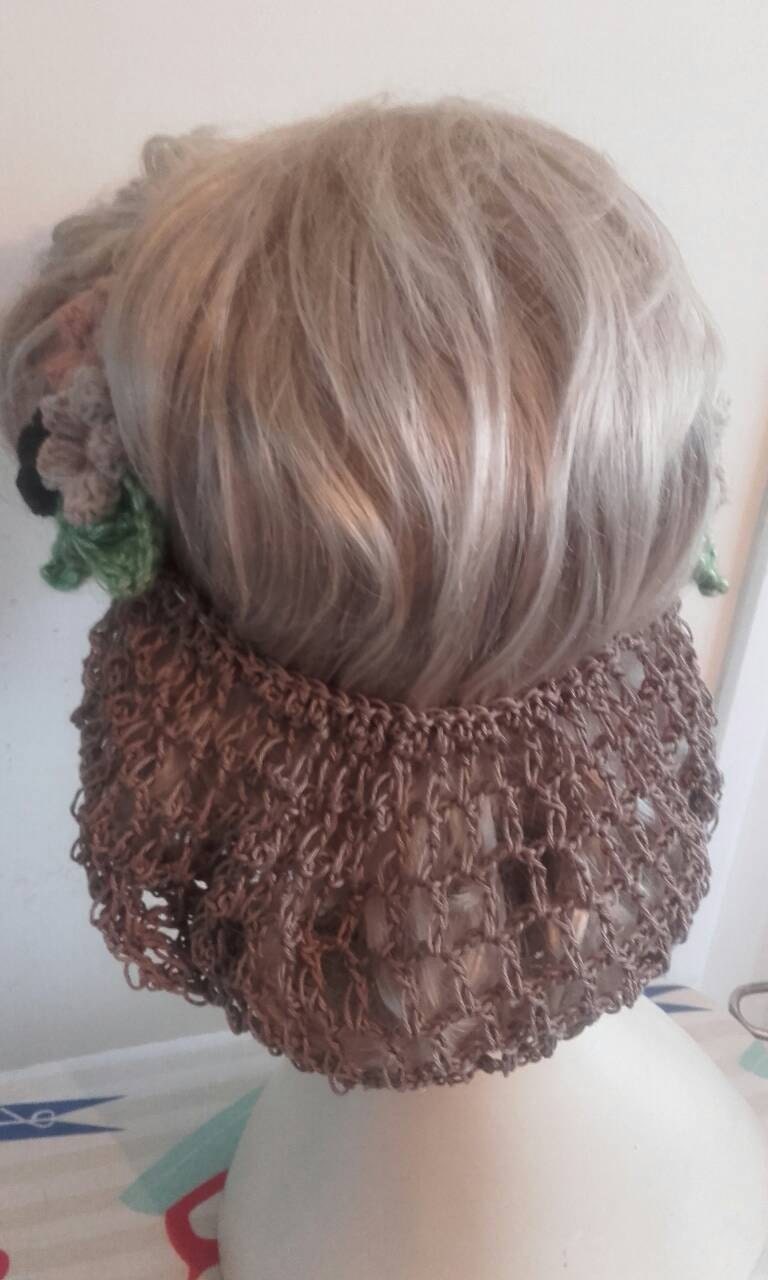 1940's Half Snood, Vintage Style Hair, Handmade Crochet, Hair Flower ...
