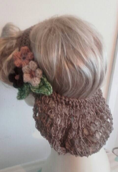 1940's Half Snood, Vintage Style Hair, Handmade Crochet, Hair Flower ...