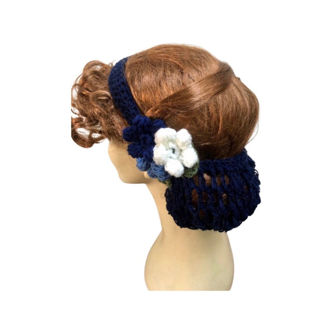 1940s Half Snood, Vintage Style Hair, Handmade Crochet, Hair Flower ...