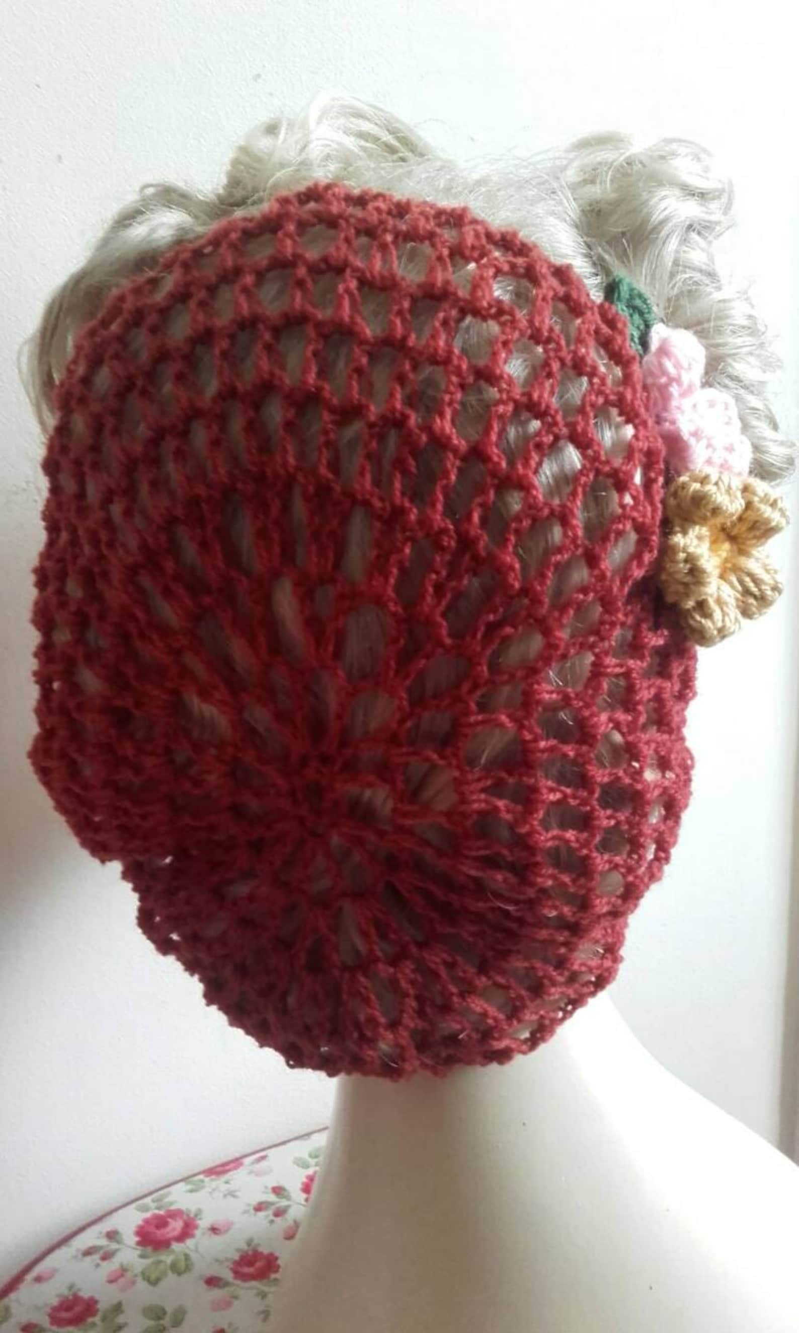 Wartime 1940's Snood, Vintage Style, Handmade, Crochet, Flowers Rust ...