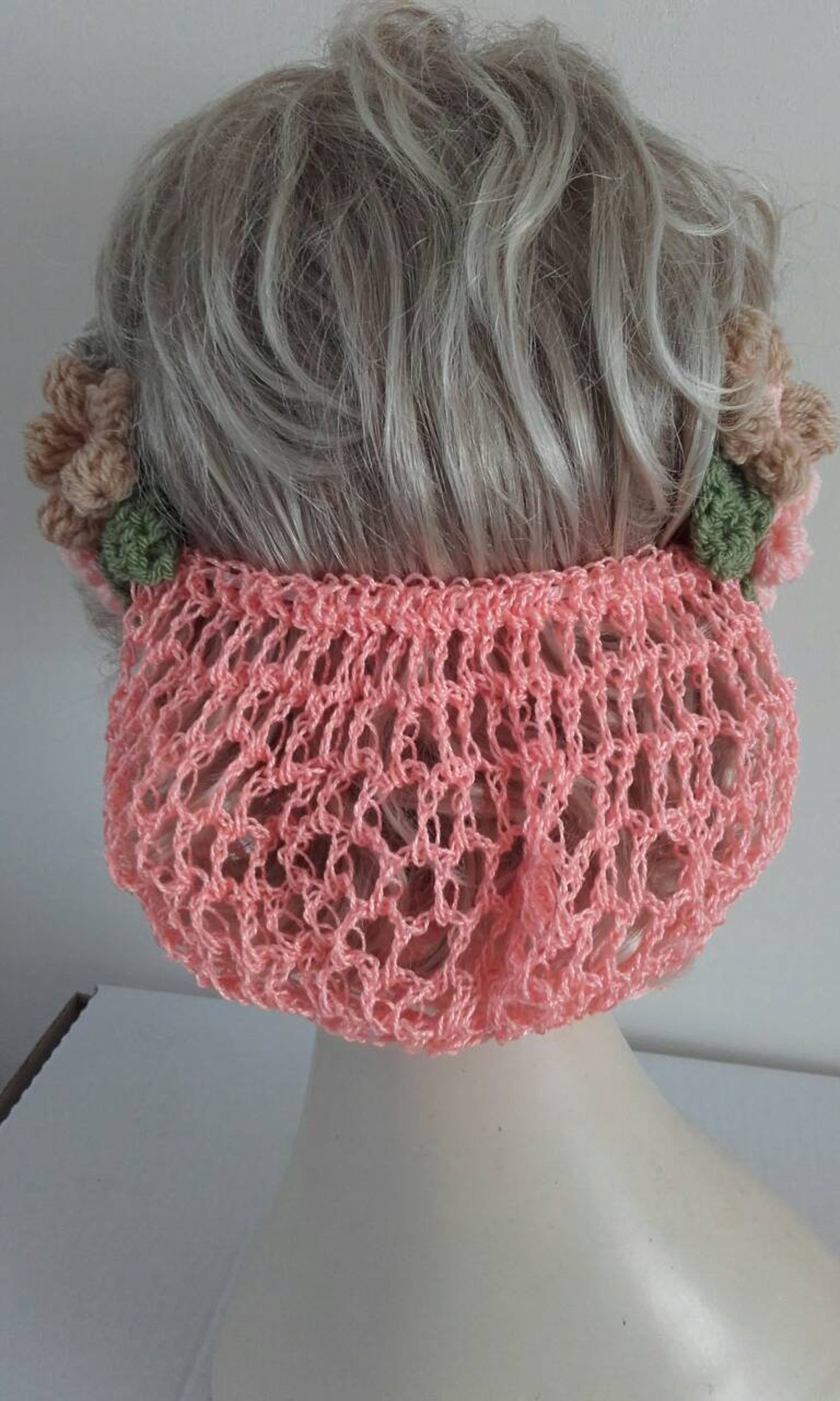 1940s Half Snood, Vintage Style Hair, Handmade Crochet, Hair Flower ...