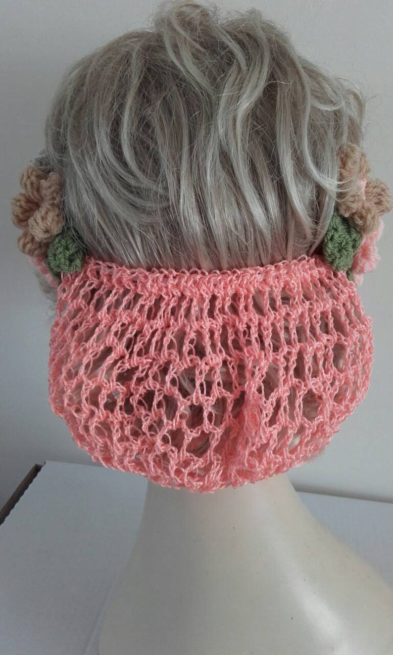 1940s Half Snood, Vintage Style Hair, Handmade Crochet, Hair Flower ...