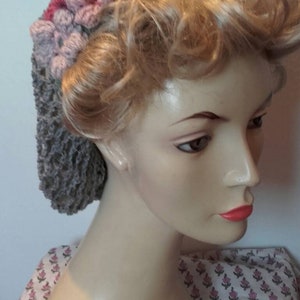 Snood, Vintage Style, 1940s Snood,crochet Snood,vintage Hat, Grey Snood ...