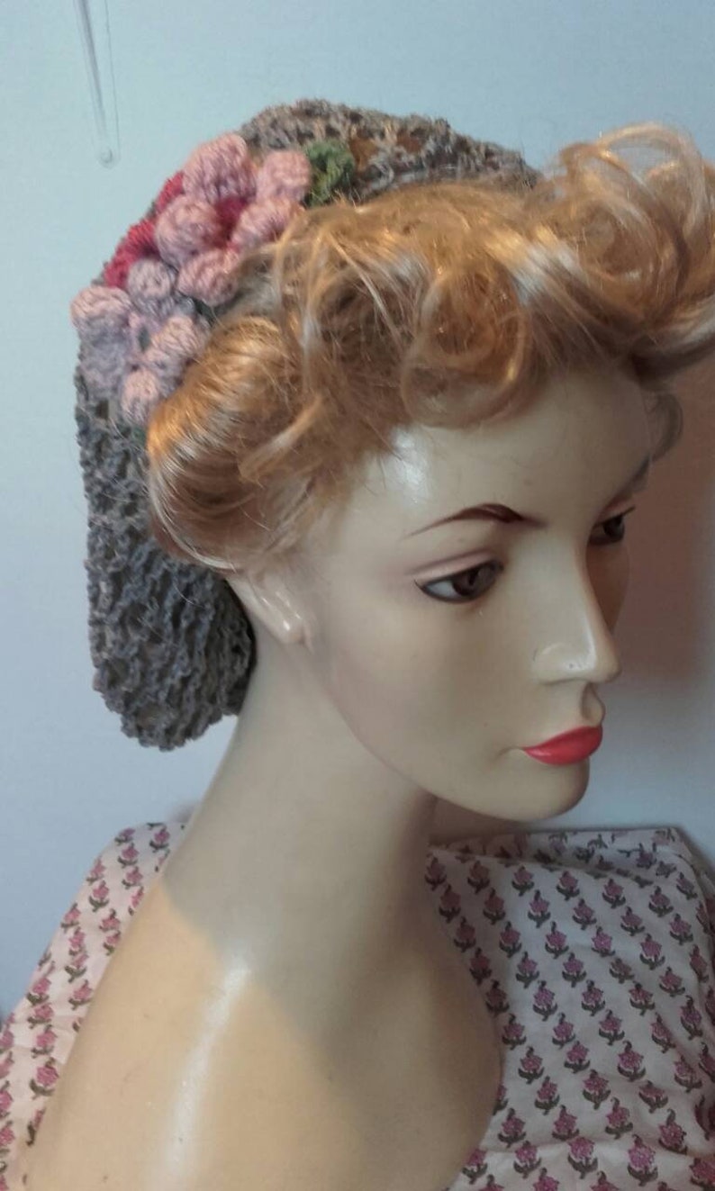 Snood, Vintage Style, 1940s Snood,crochet Snood,vintage Hat, Grey Snood ...