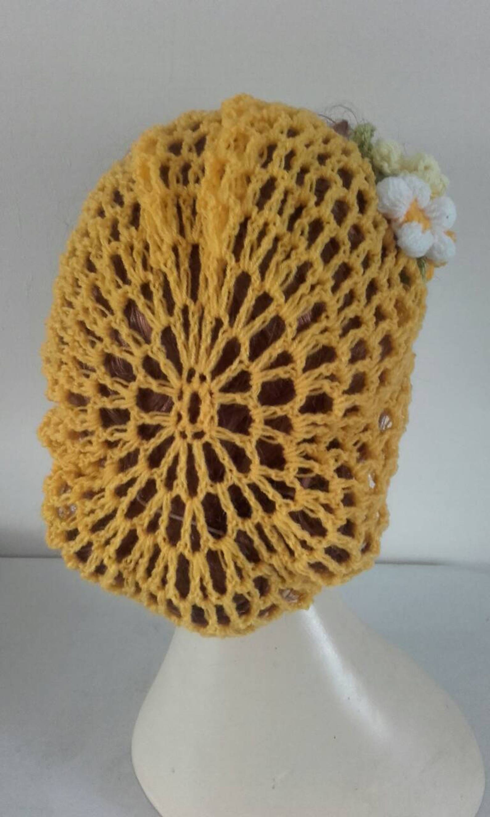 Sunshine Yellow Crochet snoodcrochet hairnet 1940s snood | Etsy