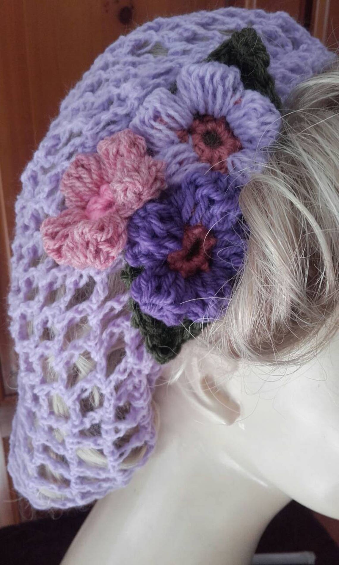Hair Net, Snood, Vintage Style, Crochet Hat, Lilac Hairnet, Hair ...