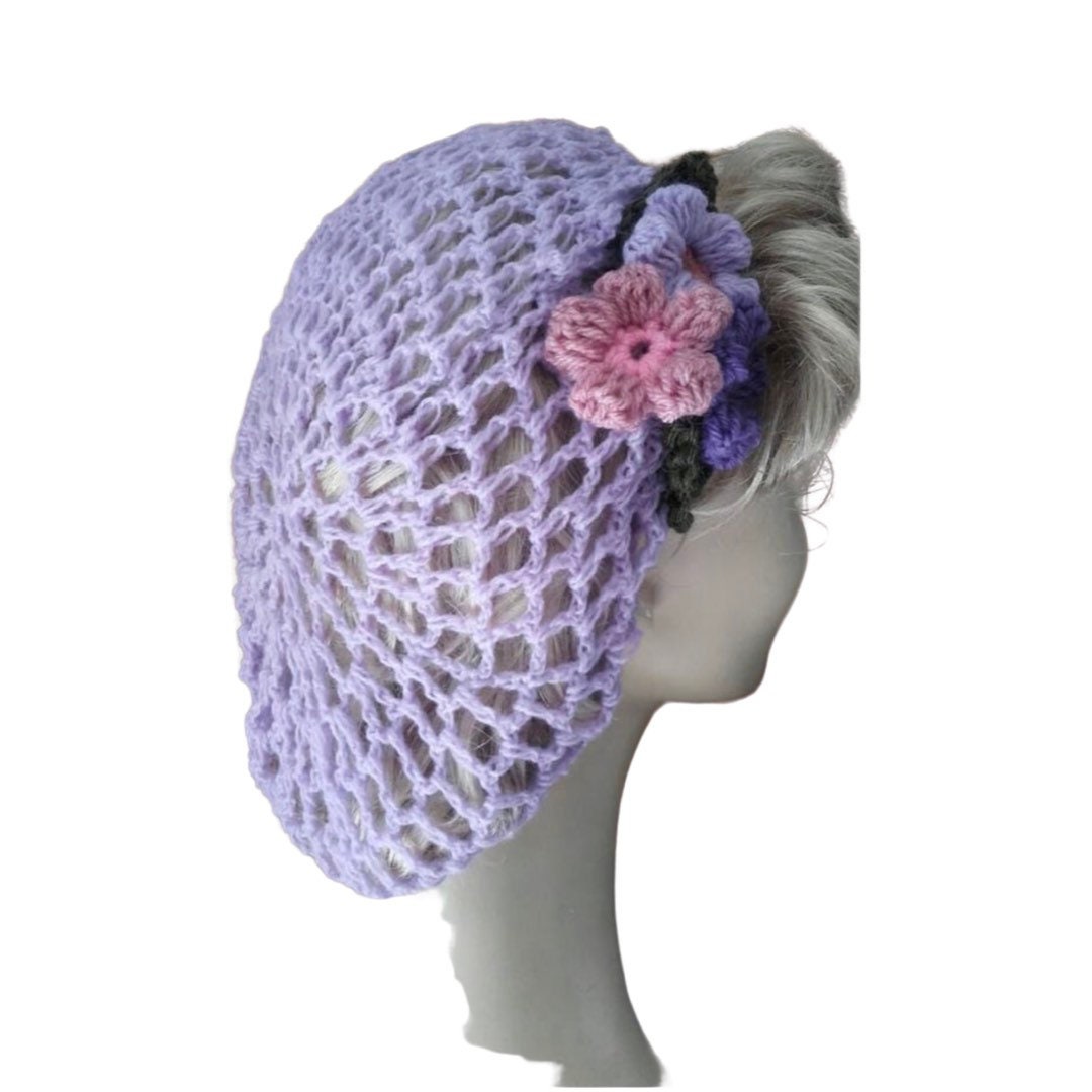 Hair Net, Snood, Vintage Style, Crochet Hat, Lilac Hairnet, Hair ...