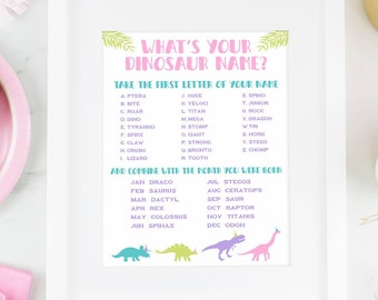 What's Your Dinosaur Name Printable Sign Instant Download | Etsy