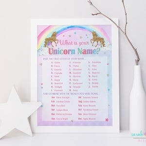 What is Your Unicorn Name Party Sign Unicorn Party Printable Unicorn ...