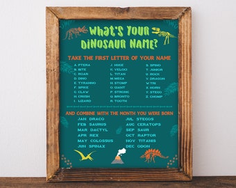 What's Your Dinosaur Name Party Game Instant Digital Printable Download ...