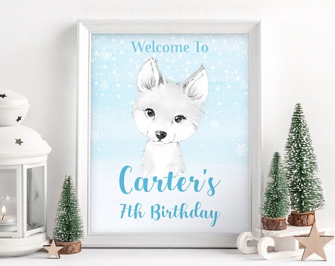 Arctic Fox Welcome Sign Printable Arctic Birthday Welcome Sign - Etsy