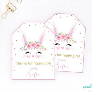Bunny Party Favor Tags Printable Birthday Thank You Tags Hopping by ...