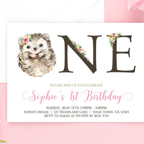 Hedgehog Birthday Invitation Hedgehog Party Woodland - Etsy