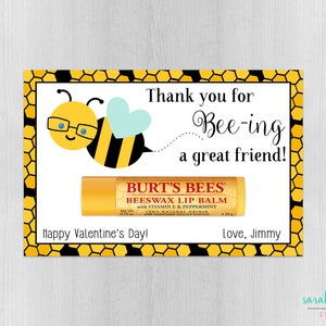 Bee Valentines Day Cards for Kids Lip Balm Valentine for School Bumble ...