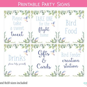 Bird Party Sign Set Printable Bird Party Signs Birthday Decor Favor ...