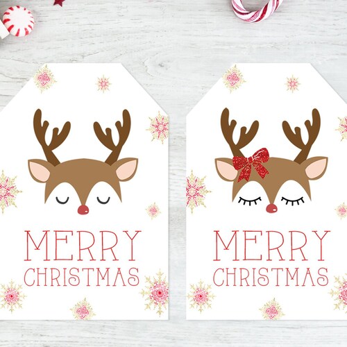 Reindeer Christmas Gift Tags Instant Download Printable Boy | Etsy