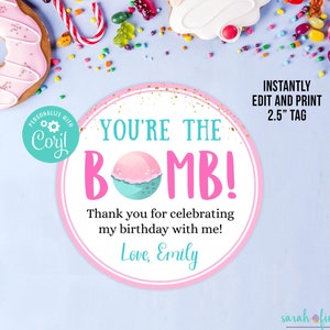 Bath Bomb Favor Tags Editable 2.5" Circle Bath Bomb Gift Tags Bath Bomb ...