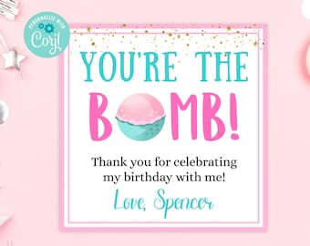 You're the BOMB Thank You Printable Gift Tag Instant - Etsy