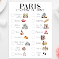 Paris Scavenger Hunt Printable Paris Birthday Party Game Printable ...