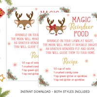 Magic Reindeer Food Tags Printable Birthday Party Game Kids Christmas ...