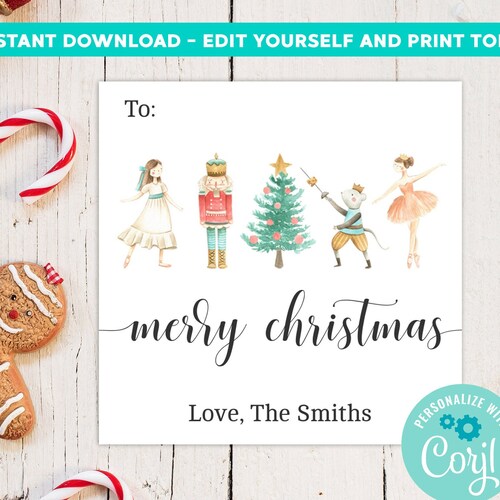 Nutcracker Christmas Gift Tags Printable and Editable in Corjl | Etsy