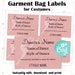 Dance Costume Cards Printable Garment Bag Labels for Dance Cheer ...