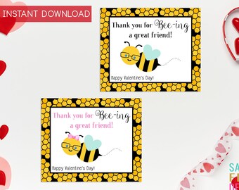 Bee Valentine's Day Printable Card - Etsy