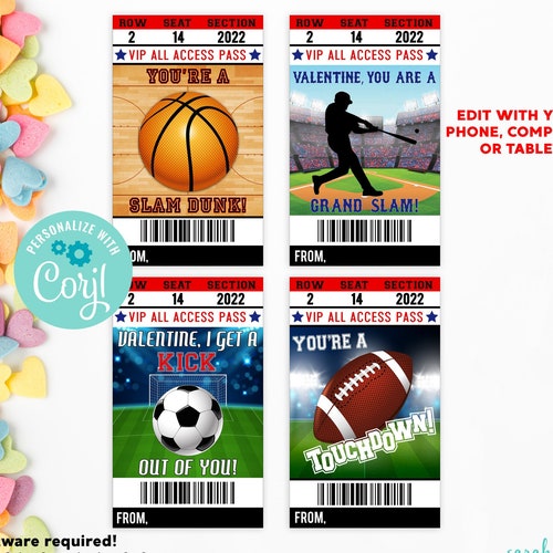 Football. Kids Valentine Cards. Sports Valentines Day. Boys | Etsy